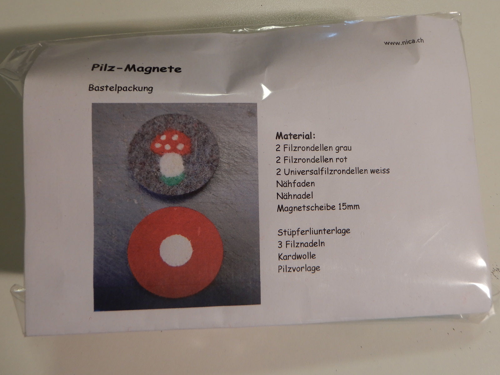 Nica Shop. Bastelpackung Pilz-Magnete